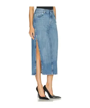 Givenchy Logo Patch Denim Skirt - Medium Blue