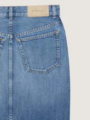 Givenchy Logo Patch Denim Skirt - Medium Blue