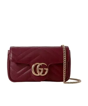 Gucci Gg Marmont Matelassé Super Mini Shoulder Bag - Red