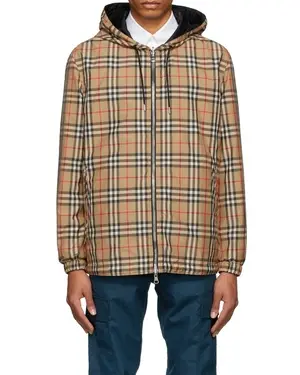 Burberry Vintage Checked Reversible Hooded Jacket - Nude
