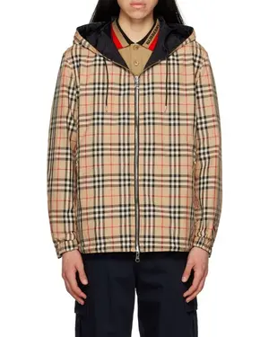 Burberry Vintage Checked Reversible Hooded Jacket - Nude