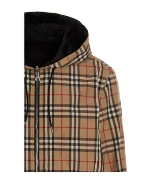 Burberry Vintage Checked Reversible Hooded Jacket - Nude