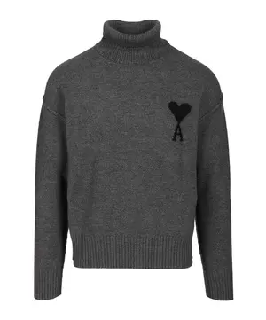 AMI Paris Heart Logo Turtleneck Sweater