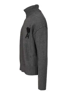 AMI Paris Heart Logo Turtleneck Sweater