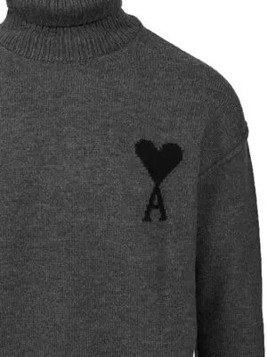 AMI Paris Heart Logo Turtleneck Sweater