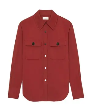 Saint Laurent Saharienne Oversized Shirt - Deep Red