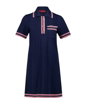 Gucci Knitted Polo Dress With Stripe Detail - Black