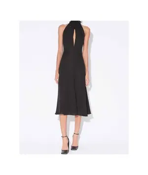 Alaïa Halterneck Floral Appliqué Midi Dress