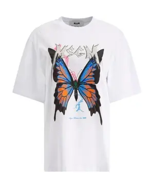 MSGM Butterfly Print Short Sleeve T-shirt - Black