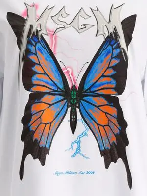 MSGM Butterfly Print Short Sleeve T-shirt - Black