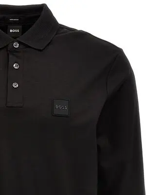 Hugo Boss Logo Patch Long-sleeved Polo Shirt