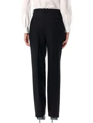 Saint Laurent Pleated Straight Leg Pants - Black