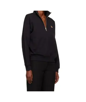Maison Kitsuné Half-zip Sweatshirt With Embroidered Logo - Black