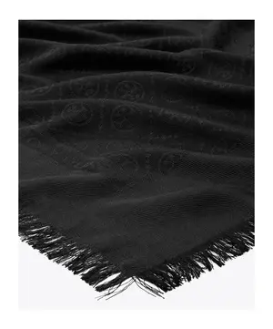 Tory Burch T Monogram Jacquard Traveler Scarf - Black