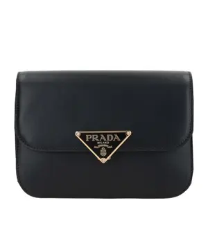 Prada Emblème Leather Shoulder Bag - Black