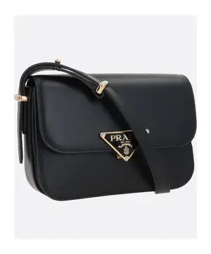 Prada Emblème Leather Shoulder Bag - Black