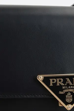 Prada Emblème Leather Shoulder Bag - Black