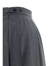 Thom Browne Pleated Midi Skirt With Rwb Stripe Detail - Medium Gray
