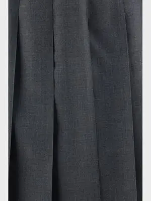 Thom Browne Pleated Midi Skirt With Rwb Stripe Detail - Medium Gray