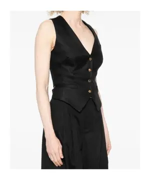 Elisabetta Franchi Sleeveless V-neck Waistcoat With Gold Hardware