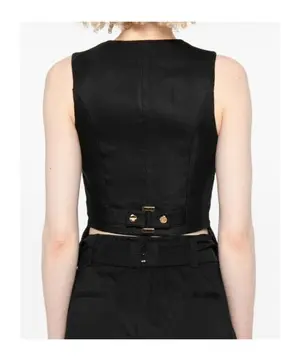 Elisabetta Franchi Sleeveless V-neck Waistcoat With Gold Hardware