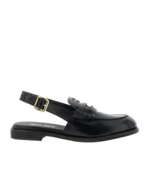 Miu Miu Metallic Graphic Loafers - Black