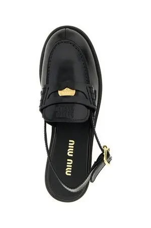 Miu Miu Metallic Graphic Loafers - Black