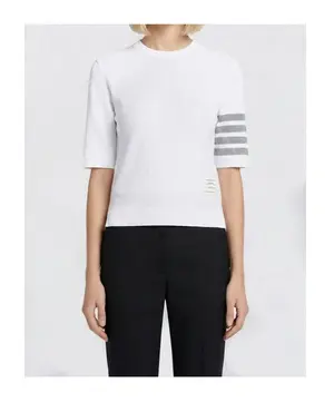 Thom Browne 4-bar Knitted T-shirt - White