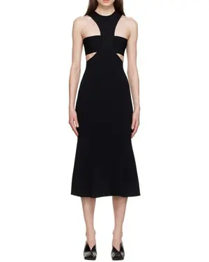 Alexander McQueen Slashed Harness Cut-out Detailed Dress