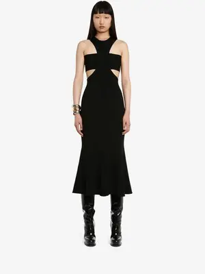 Alexander McQueen Slashed Harness Cut-out Detailed Dress
