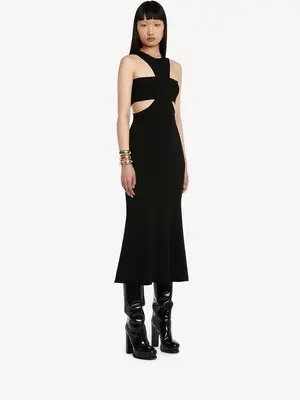 Alexander McQueen Slashed Harness Cut-out Detailed Dress
