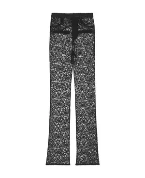 Saint Laurent Lace Detailed Straight Leg Trousers - Black