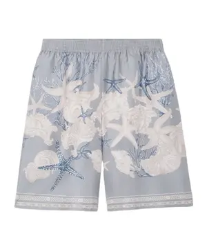 Versace Barocco Sea Printed Elasticated Waistband Shorts - Blue  Print