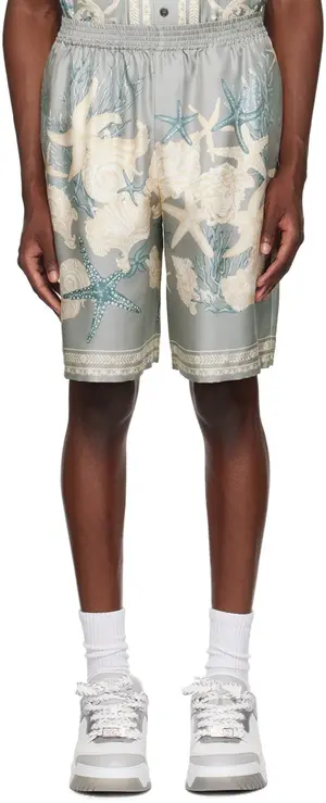 Versace Barocco Sea Printed Elasticated Waistband Shorts - Blue  Print