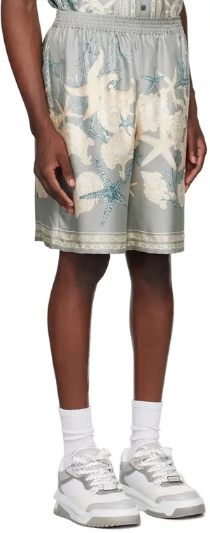 Versace Barocco Sea Printed Elasticated Waistband Shorts - Blue  Print