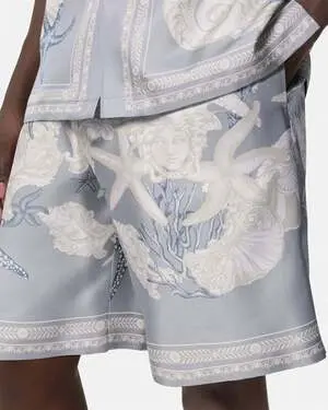 Versace Barocco Sea Printed Elasticated Waistband Shorts - Blue  Print