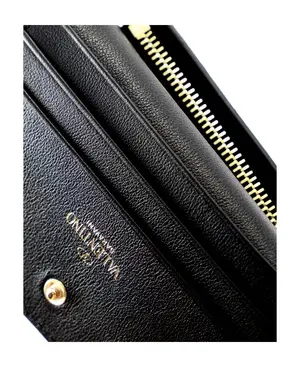 Valentino Garavani Rockstud Logo Printed Wallet - Black