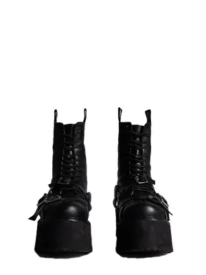 R13 Round Toe Lace-up Platform Boots