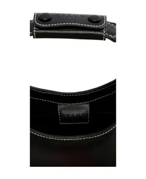 Staud Logo Embossed Moon Mini Shoulder Bag - Black