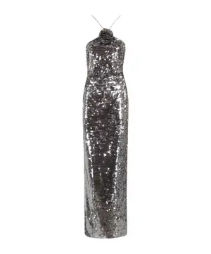 Magda Butrym Sequin Halter Dress - Gray