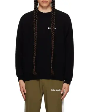 Palm Angels Logo Embroidered Knitted Jumper - Black