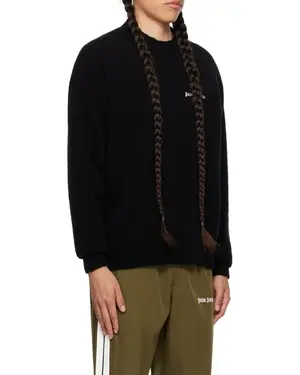 Palm Angels Logo Embroidered Knitted Jumper - Black