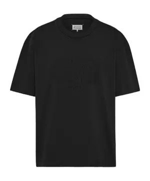 MAISON MARGIELA Logo Embroidered Straight Hem T-shirt - Black