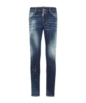 Dsquared2 Distressed Logo Patch Jeans - Blue
