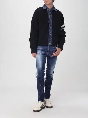 Dsquared2 Distressed Logo Patch Jeans - Blue