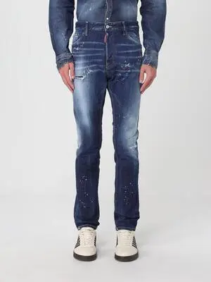Dsquared2 Distressed Logo Patch Jeans - Blue