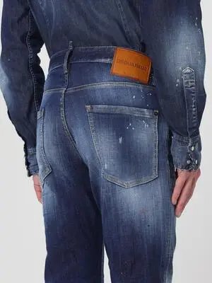 Dsquared2 Distressed Logo Patch Jeans - Blue