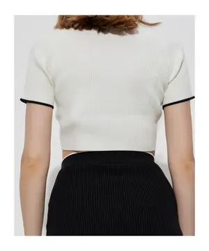 Amiri Cropped Knit Top With Embroidered Logo - White