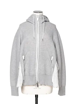 Sacai Sponge Drawstring Zip-up Hoodie - Gray