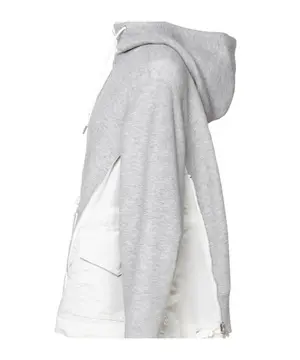 Sacai Sponge Drawstring Zip-up Hoodie - Gray